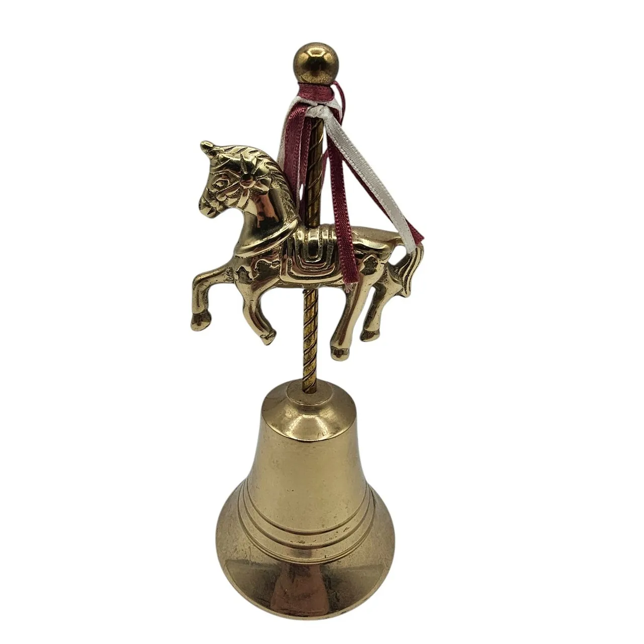 Vintage 1990s Brass Metal Unicorn Bell Carousel Horse